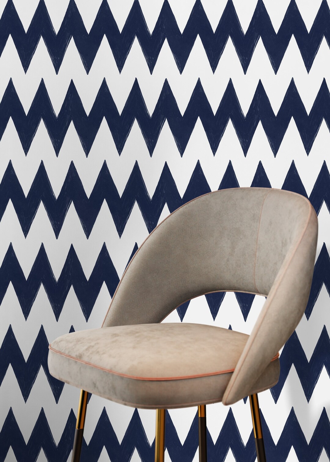 Navy Blue Chevron Wallpaper / Peel and Stick Wallpaper - Etsy
