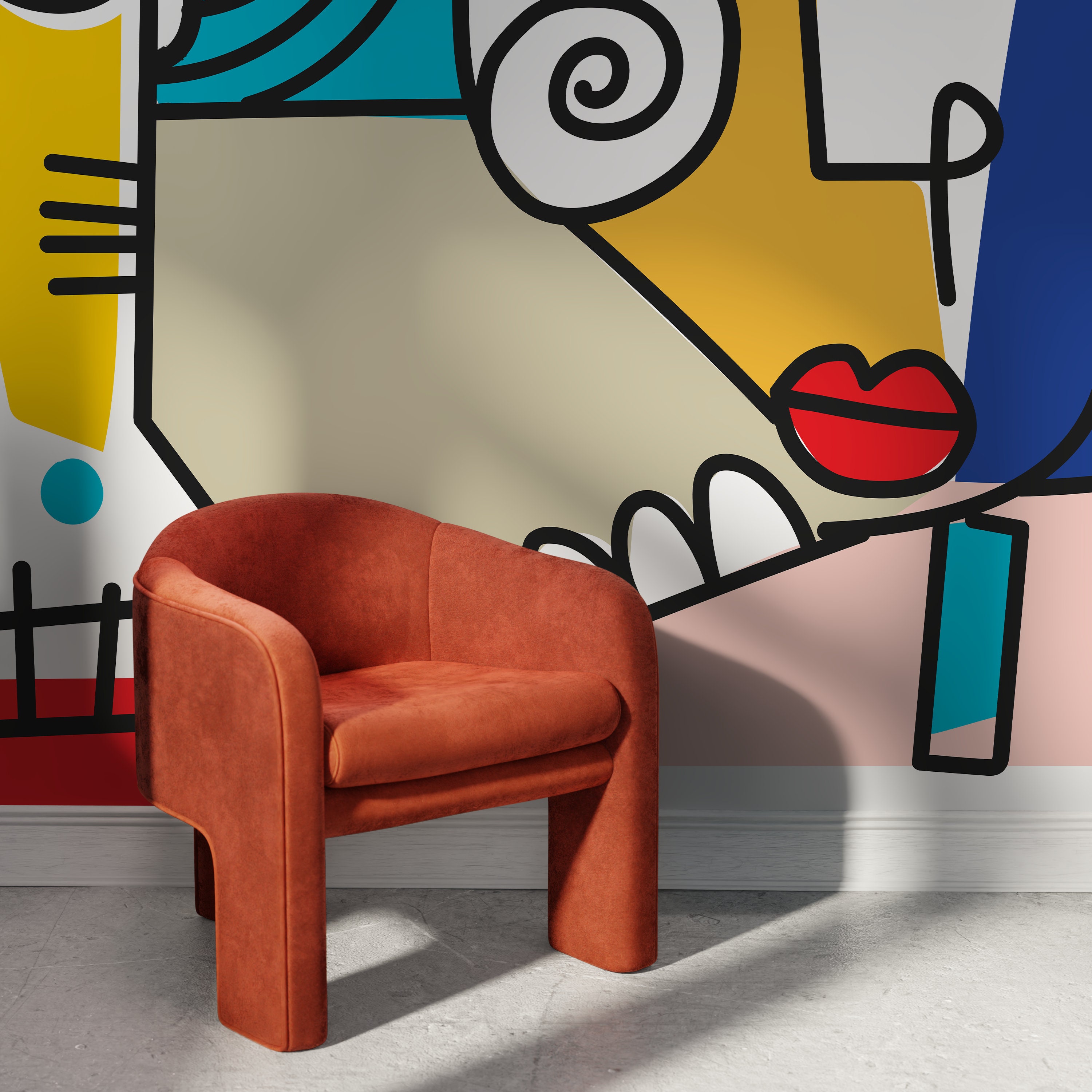 Modern Cubism Art Wallpaper Abstract Mural Peel and Stick Wallpaper ...