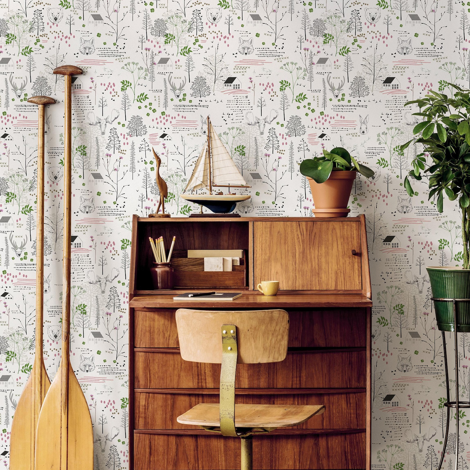 Eclectic Folk Art Wallpaper - B290 - Etsy