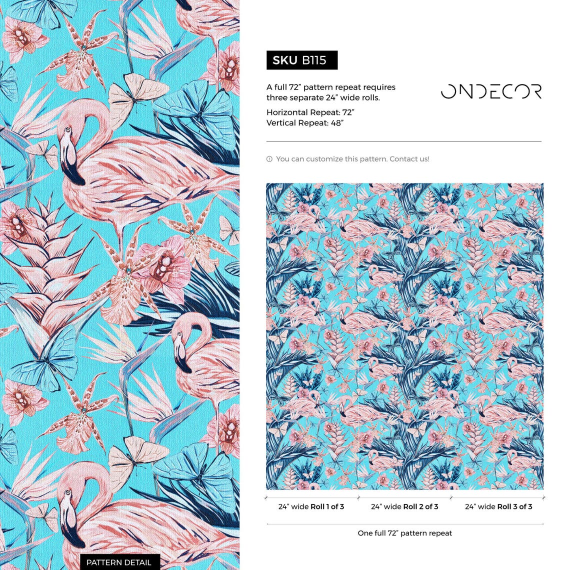 Modern Flamingo & Turquoise Wallpaper - B115 - Etsy