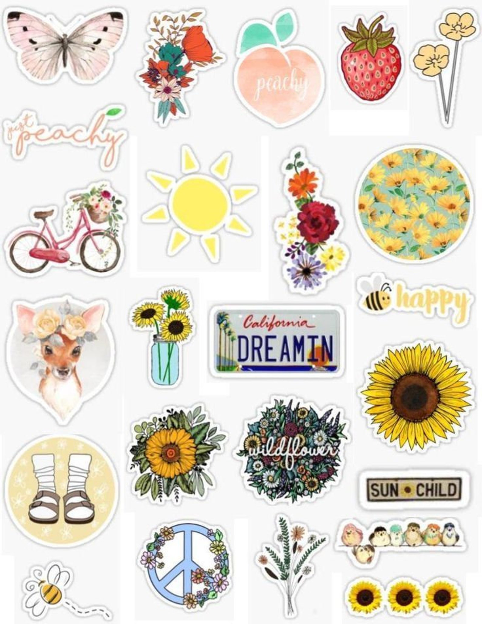 Spring Themed Sticker Pack x24 Stickers | Etsy