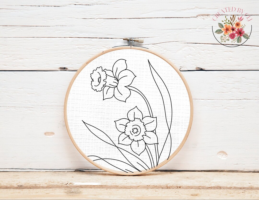 Daffodil Embroidery Template, Digital Download - Etsy