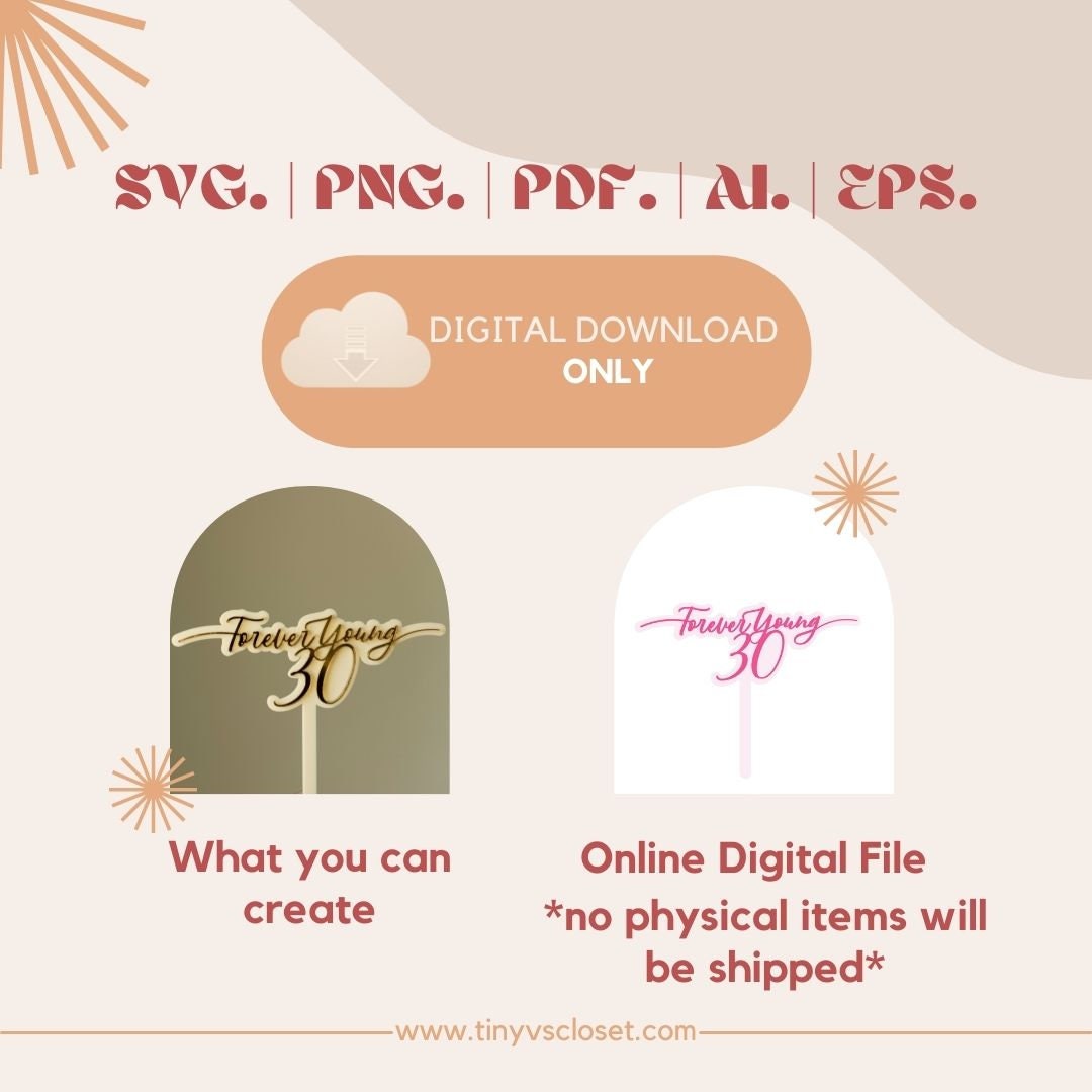 DIGITAL FILE ONLY | Forever Young Cake Topper | Svg, Png, Ai, Pdf, Eps ...