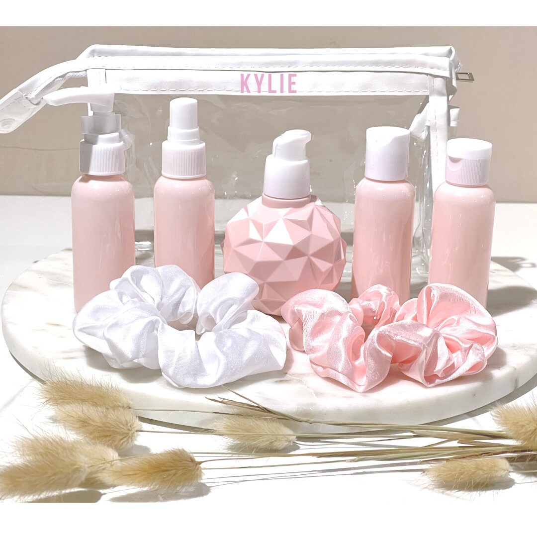 PERSONALIZED Light Pink Toiletry Kit With Satin - Etsy