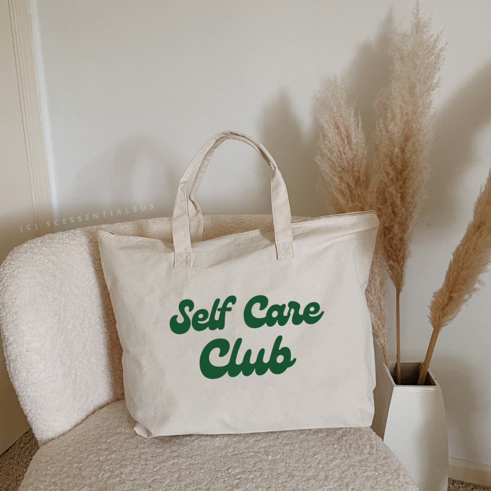 XL Zippered Self Care Tote Bag Self Care Beach Bag Mental | Etsy