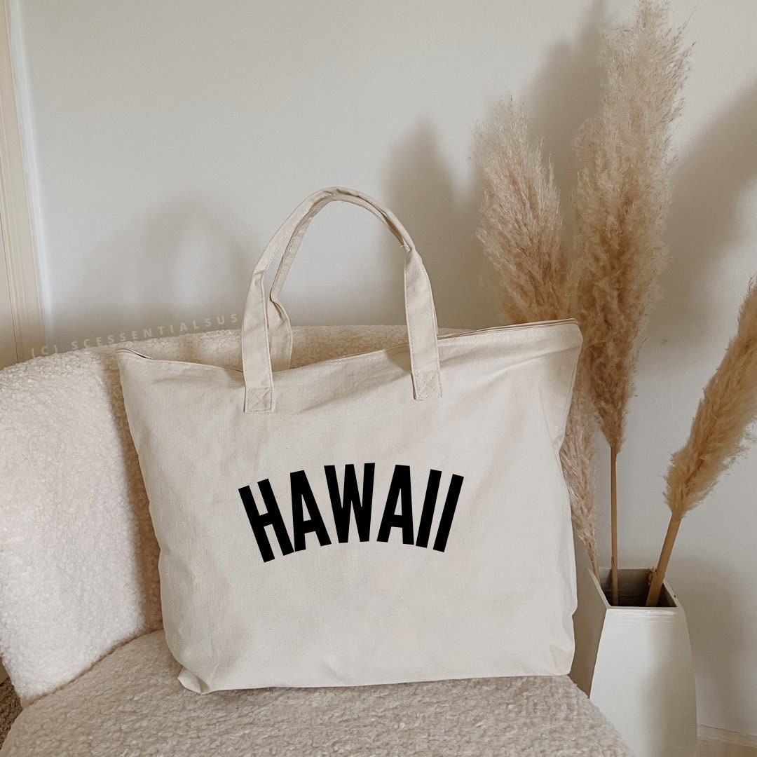 XL Zippered Hawaii Tote Bag Hawaii Bag Hawaii Canvas Bag | Etsy
