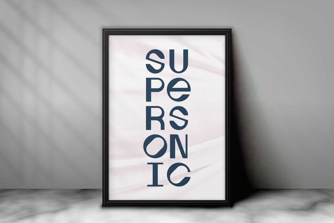 Supersonic 90s Britpop Poster in Blue and Pink: A3 A4 A5 Archival Matt ...