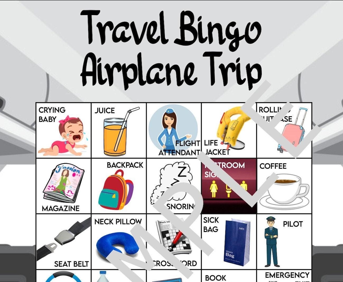 Travel Bingo Game – Airplane Activity for Kids – Printable Holiday ...