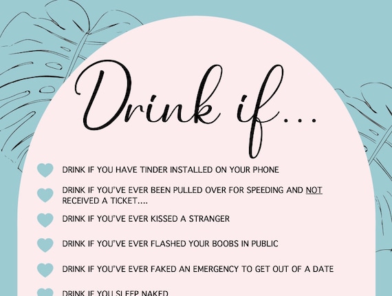 Drink If... Printable Game Bachelorette Party / Bridal - Etsy