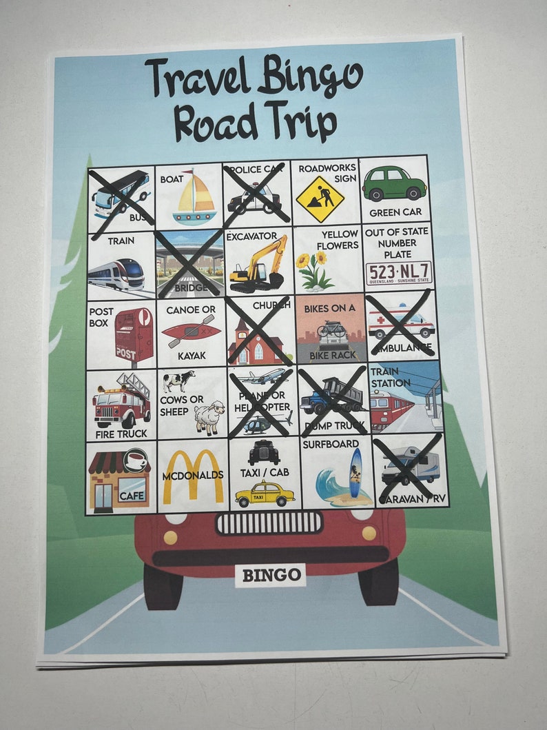 Travel Bingo Game – Road Trip Activity for Kids – Printable Car ...