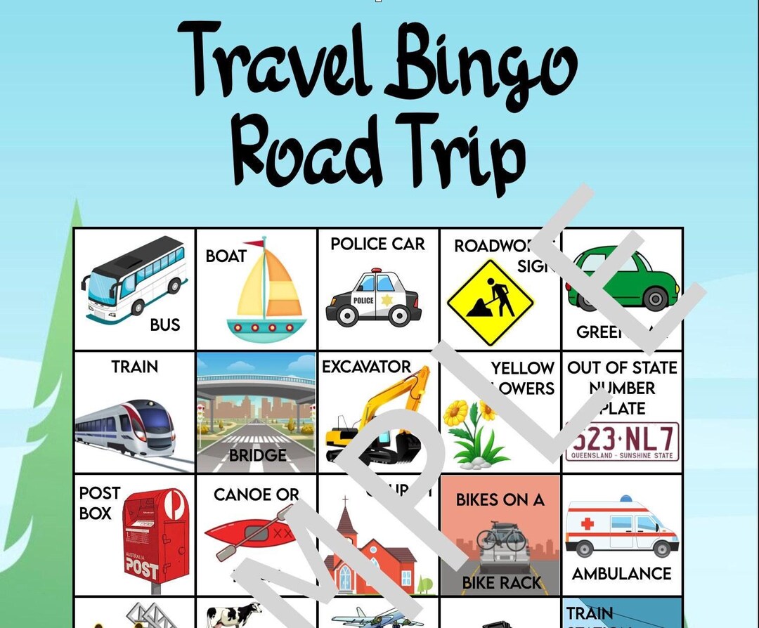 Travel Bingo Game – Road Trip Activity for Kids – Printable Car ...