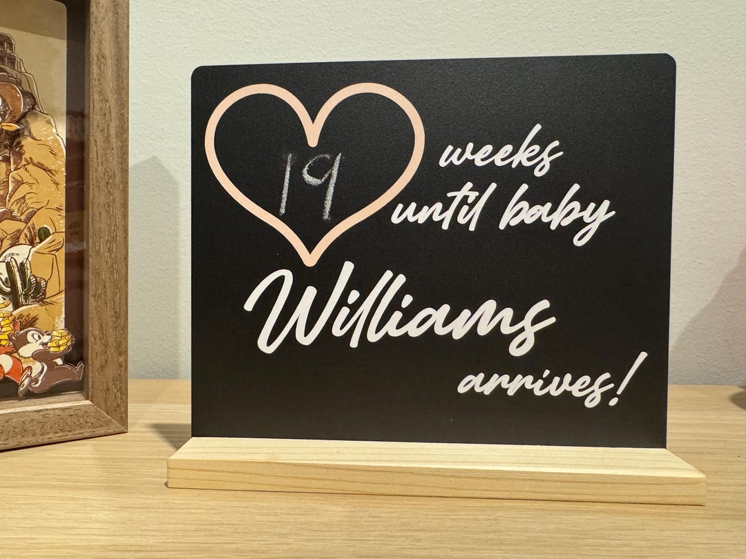 Baby Countdown Sign – Personalised Pregnancy Milestone – Weeks Until ...