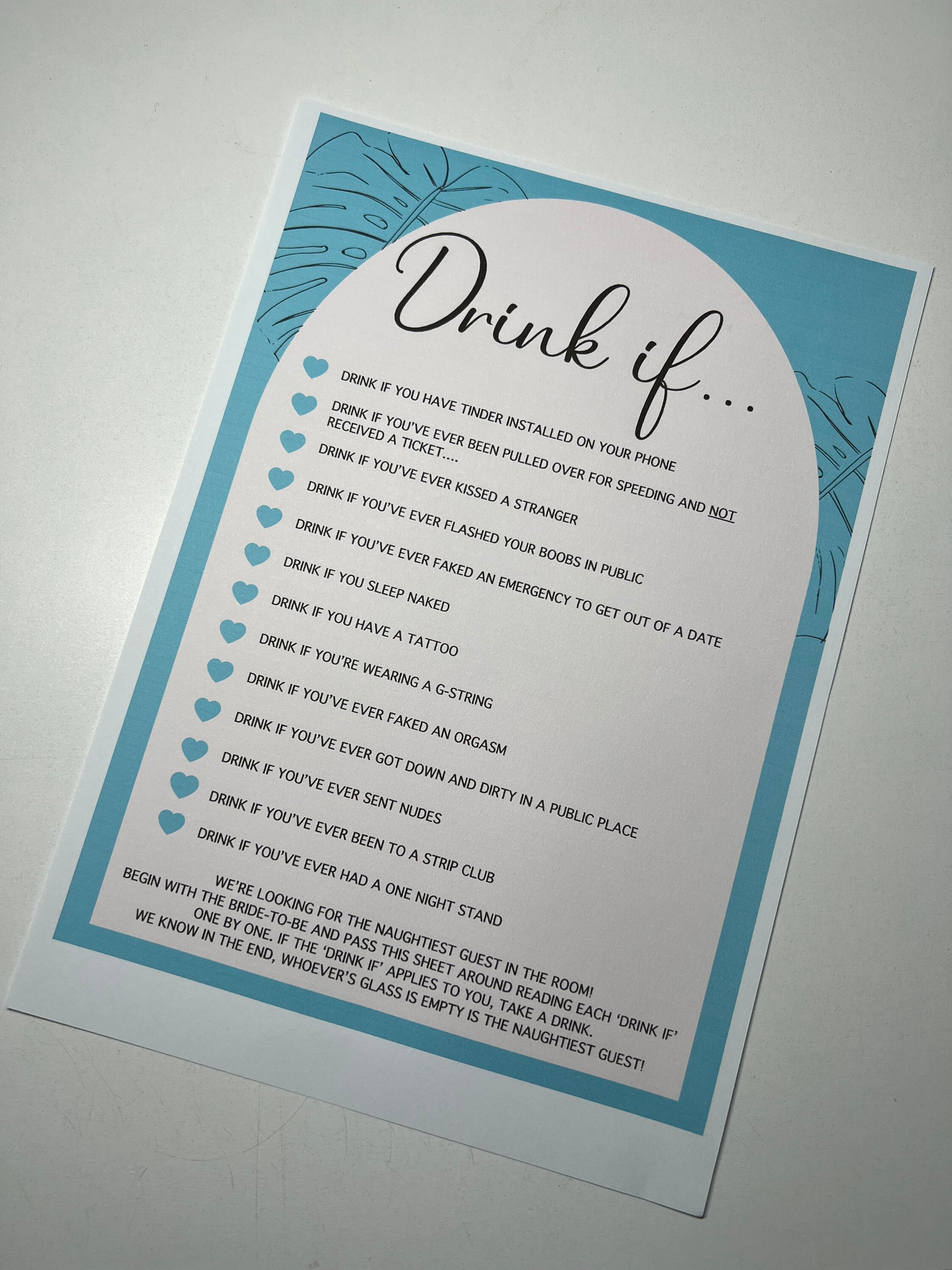 Drink If... Printable Game Bachelorette Party / Bridal - Etsy