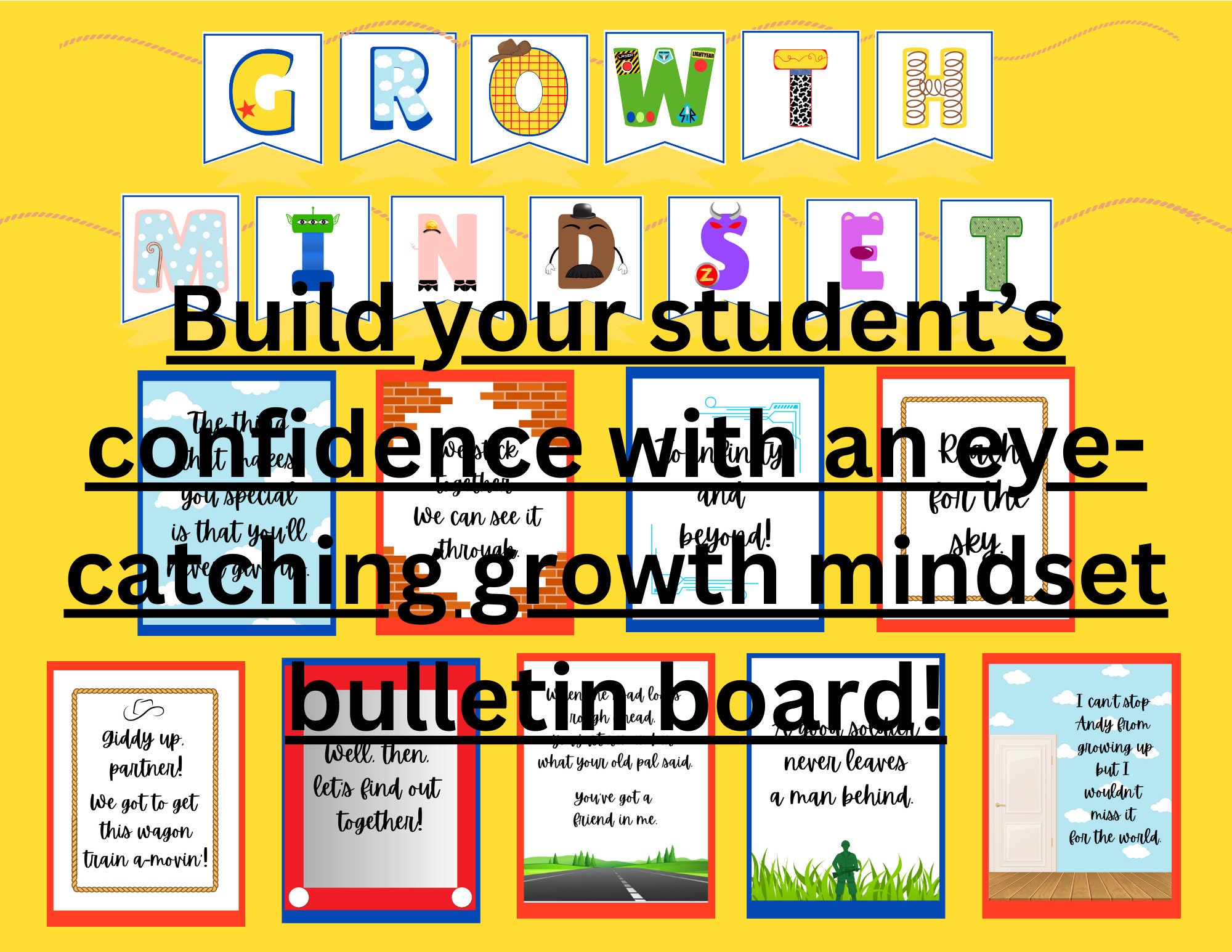 Toy Story Inspired Growth Mindset Bulletin Board - Etsy