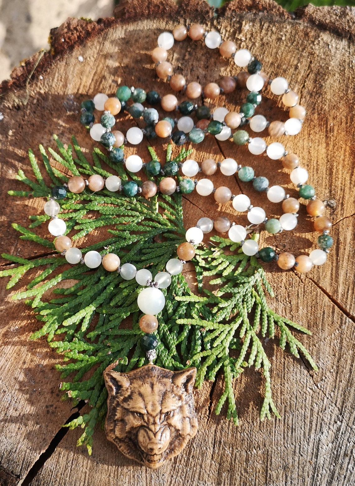 Ajan Mala KitsuneNoKo-Mala Loup Animal de pouvoir Pierre - Etsy France