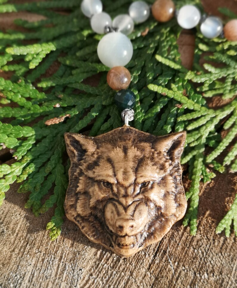 Ajan Mala KitsuneNoKo-Mala Loup Animal de pouvoir Pierre - Etsy France