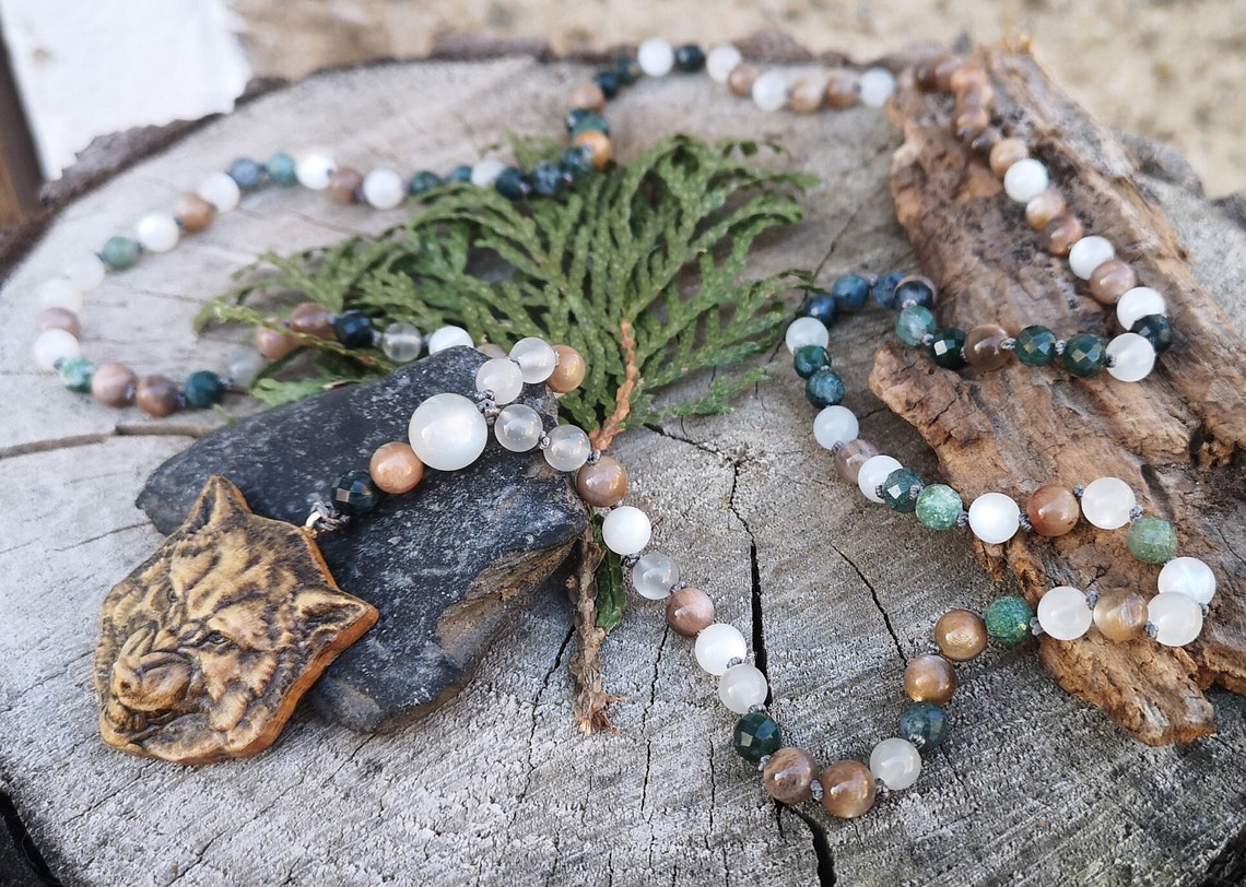 Ajan Mala KitsuneNoKo-Mala Loup Animal de pouvoir Pierre - Etsy France