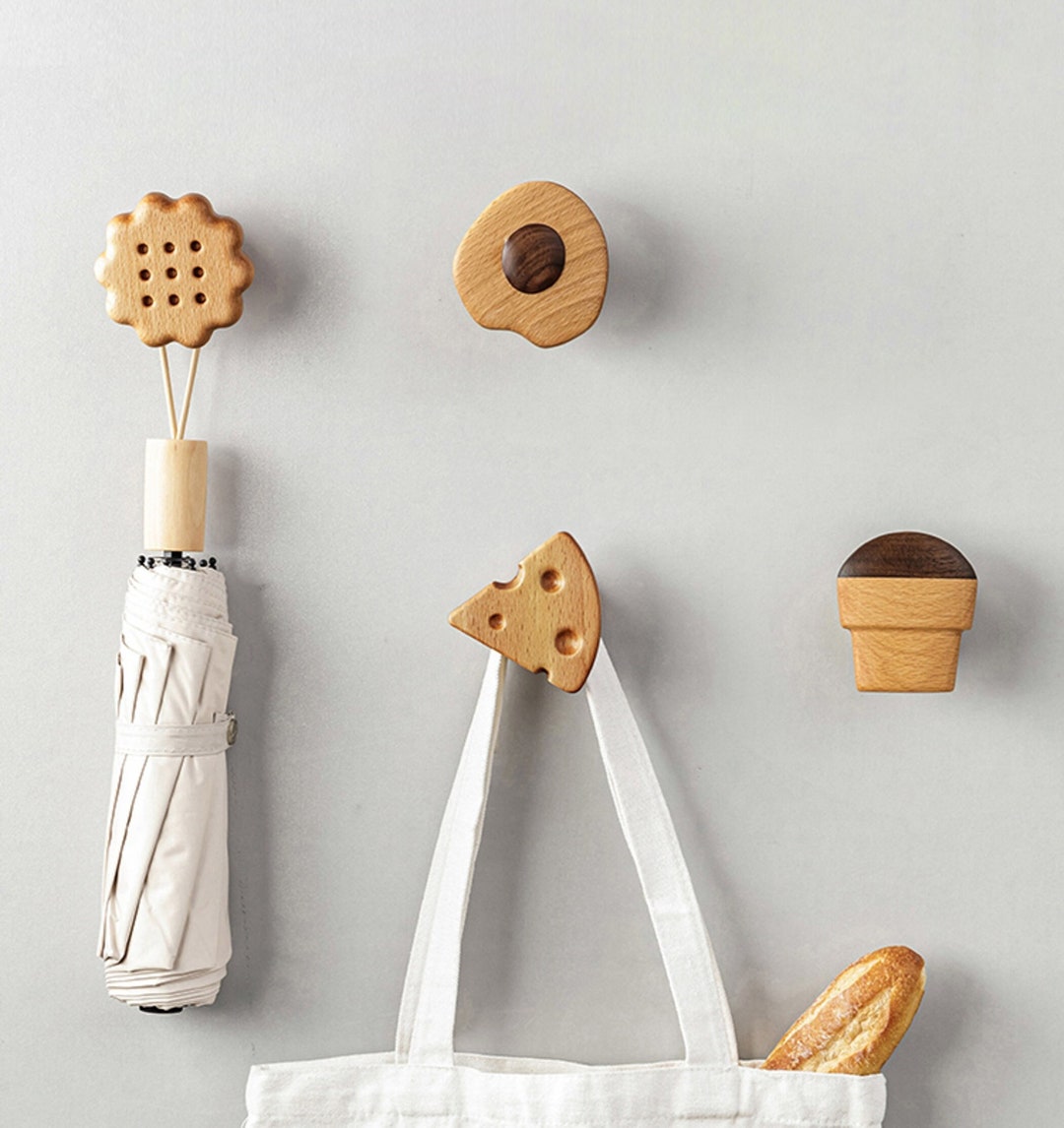 Nordic Style Wooden Hook Hanger Wall for Coat Bag Key Hanger Bathroom ...