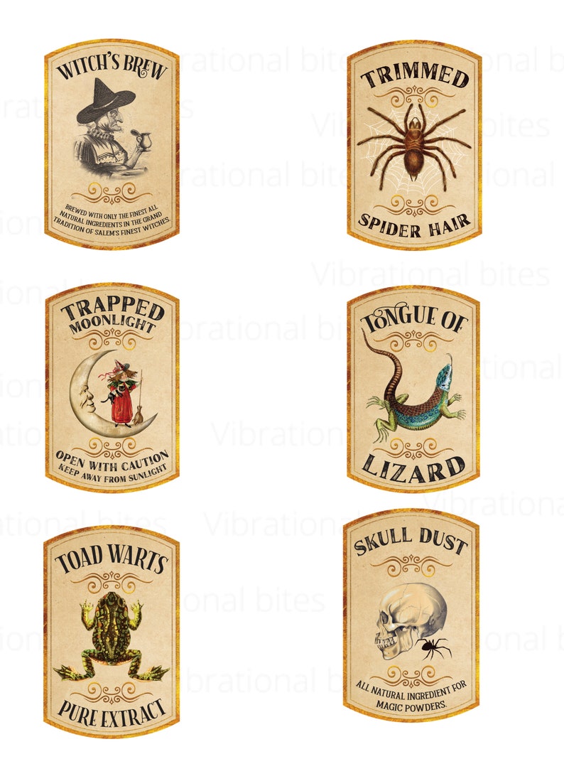 Vintage Halloween Potion Labels | Printable Apothecary Stickers (PNG ...