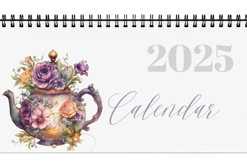 2025 Flower in Tea Pots Desk Calendar| Vintage Tea Cups With Blooming ...