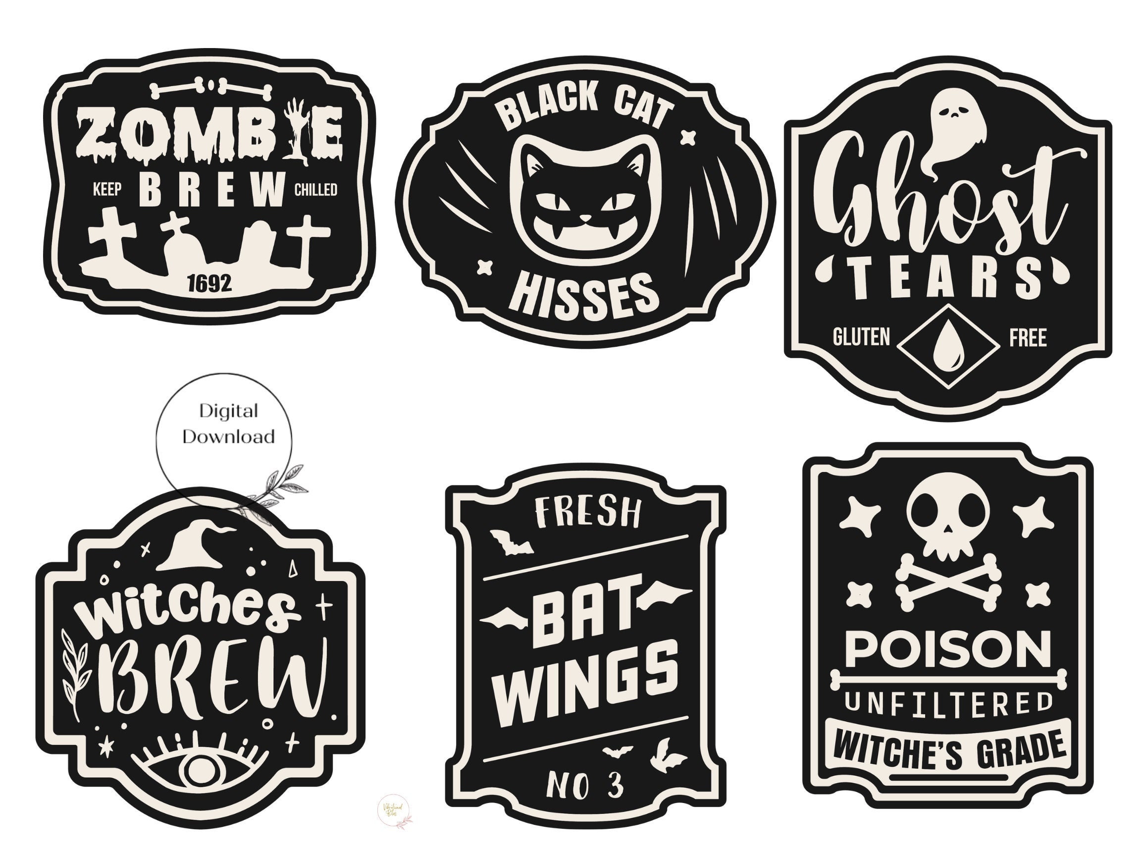 Stickers, Labels & Tags Ghost Tears Black and white vintage Journals ...