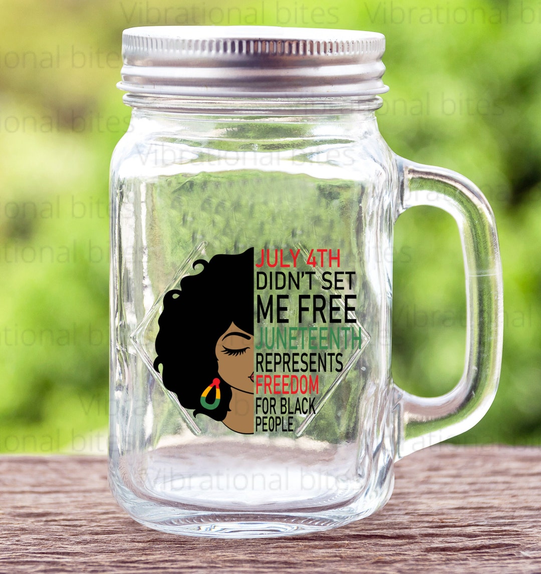 Juneteenth Mason Jar | Black Woman Half Afro | 12 Oz. Frosted Mason Jar|mason Jar With Straw - Etsy