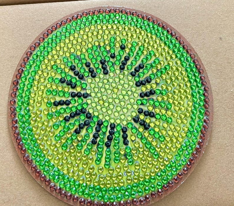 5D Diamond Art Fruit Coasters – Set of 4 | Handmade Sparkling Drink ...
