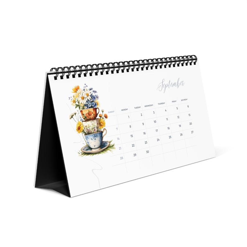 2025 Flower in Tea Pots Desk Calendar| Vintage Tea Cups With Blooming ...