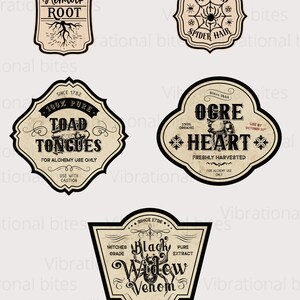 Vintage Halloween Potion Labels | Printable Apothecary Stickers (PNG ...