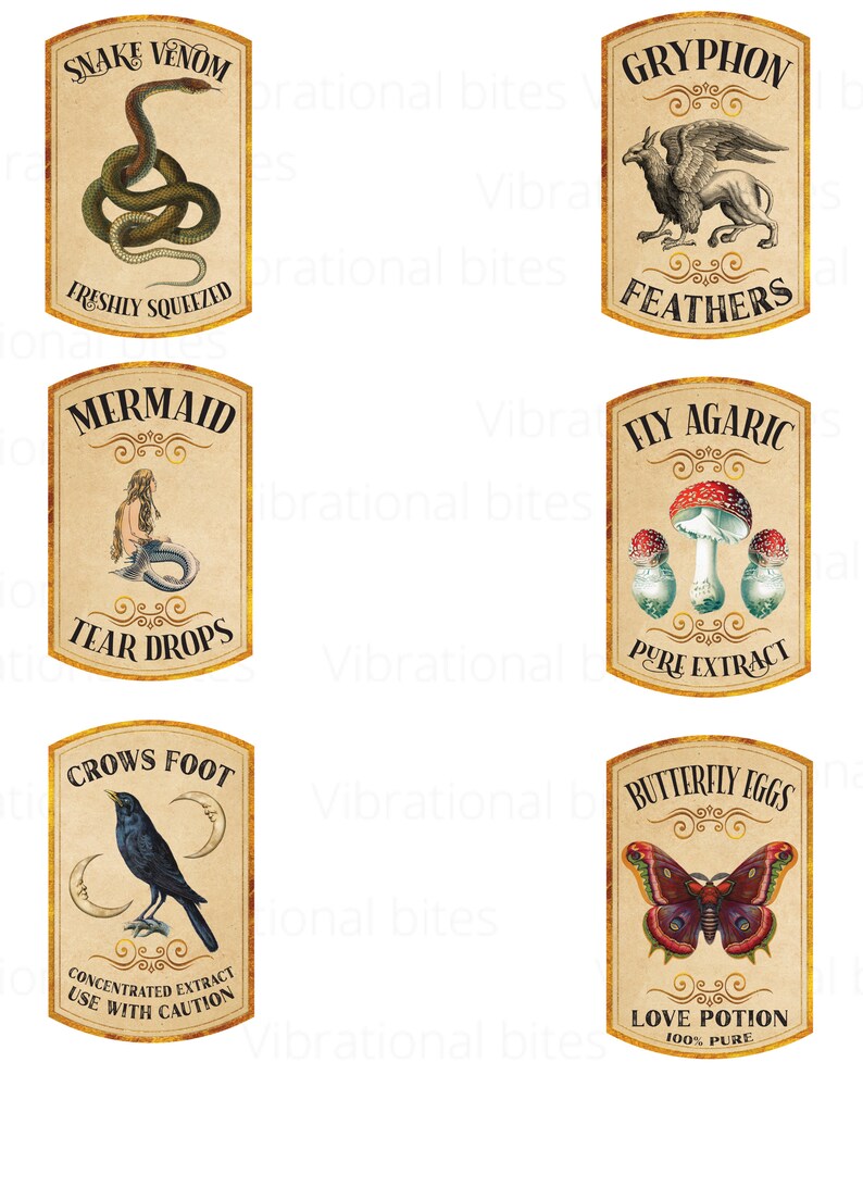 Vintage Halloween Potion Labels | Printable Apothecary Stickers (PNG ...