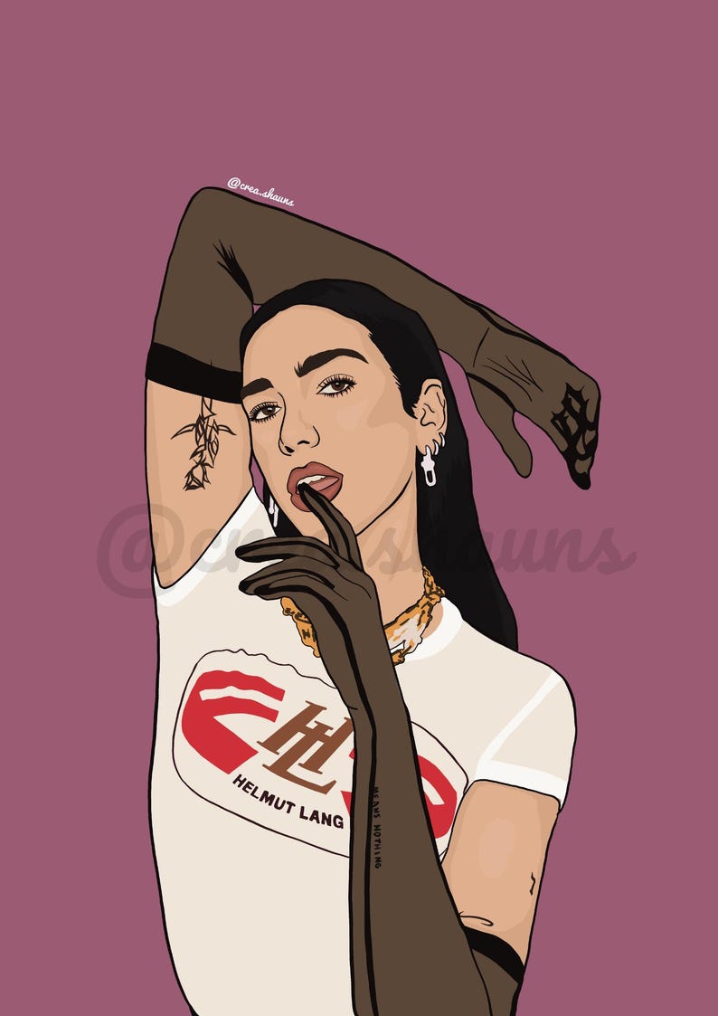 Dua Lipa, Printable Wall Art, Poster, Illustration, Digital Download - Etsy