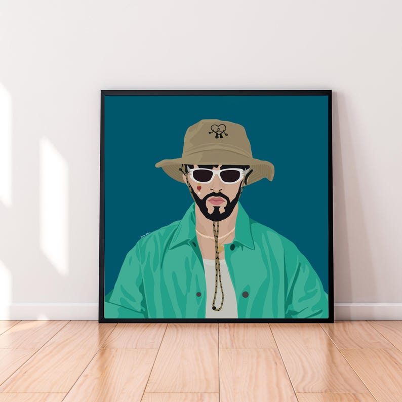 Bad Bunny, Printable Wall Art, Poster, Illustration, Digital Download ...