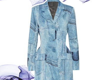 Patchwork Denim Blazer - Etsy