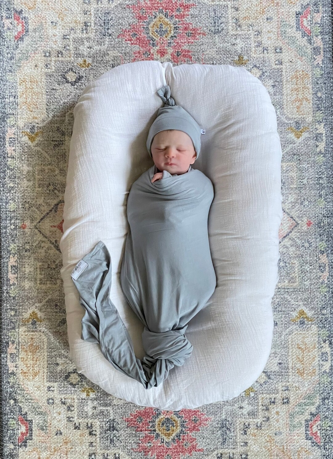 Bamboo Stretchy Swaddling Blanket Gray New Baby Gift Newborn Swaddle ...