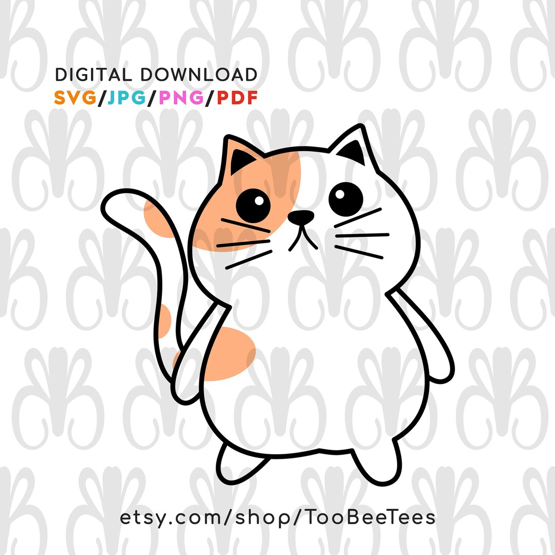 Fat Cat SVG Cut Files JPG Pdf Png Cards Mugs Tumblers & - Etsy