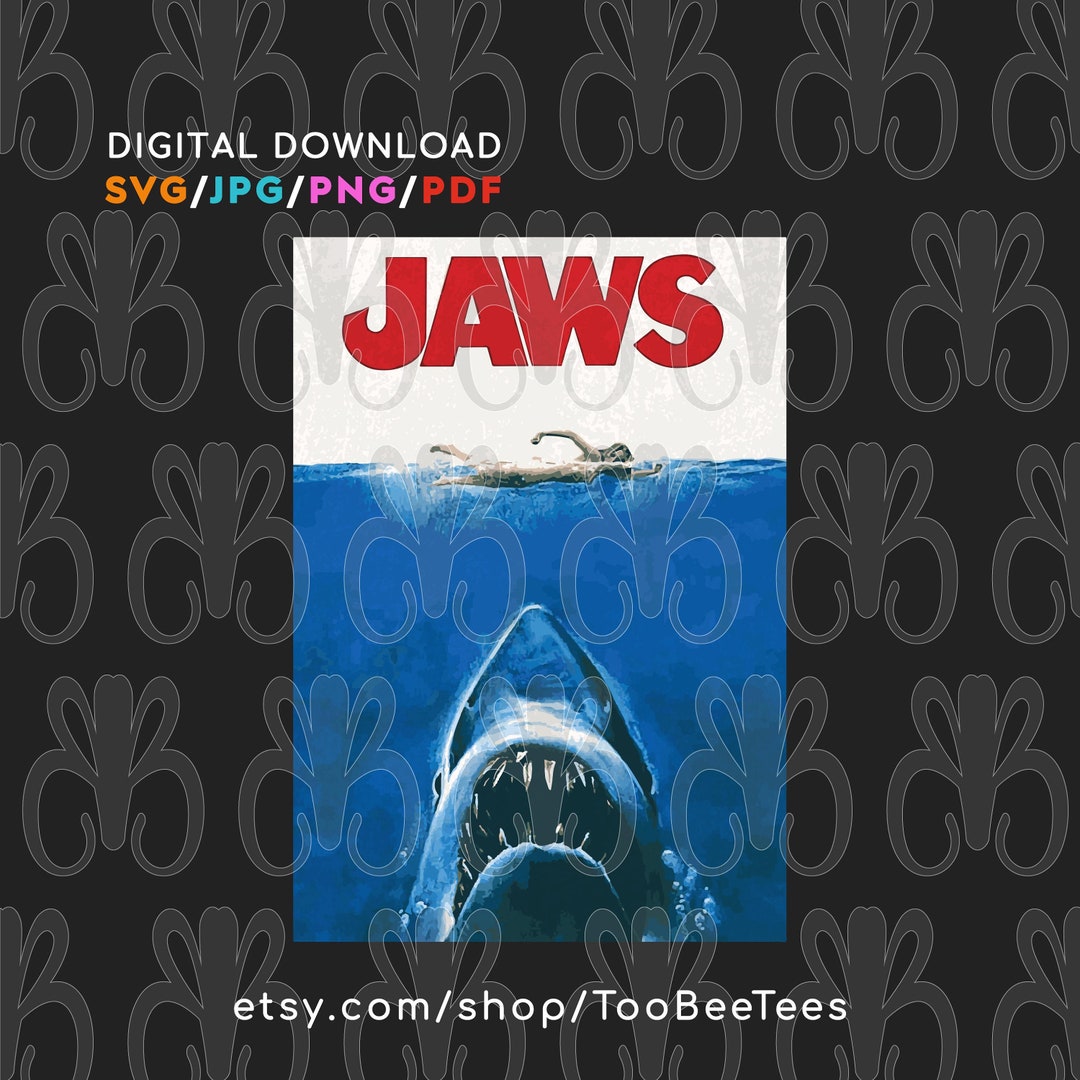 Jaws Movie Distressed Poster Fishing SVG Cut Files, JPG, Pdf, Png-diy ...