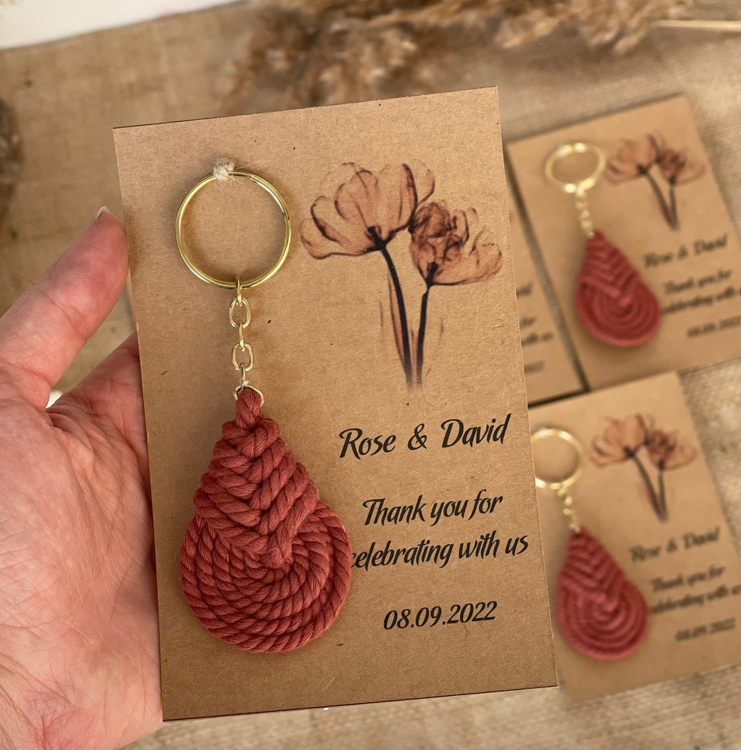 Custom Macramé Keychains, Personalized Wedding Favors for Guests in ...