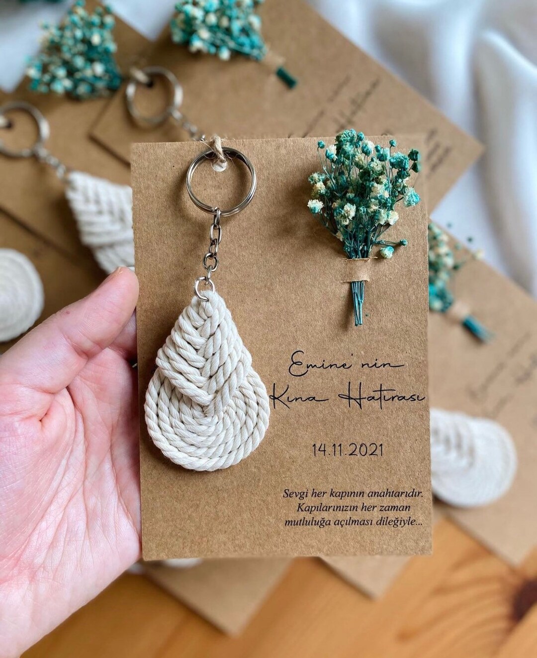 50 PCS Custom Macramé Keychains, Personalized Wedding Favors for Guests ...