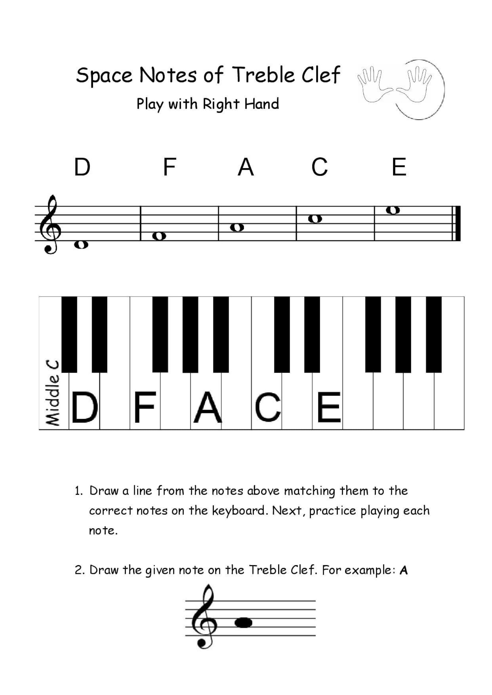 Space Notes of Treble Clef | Etsy