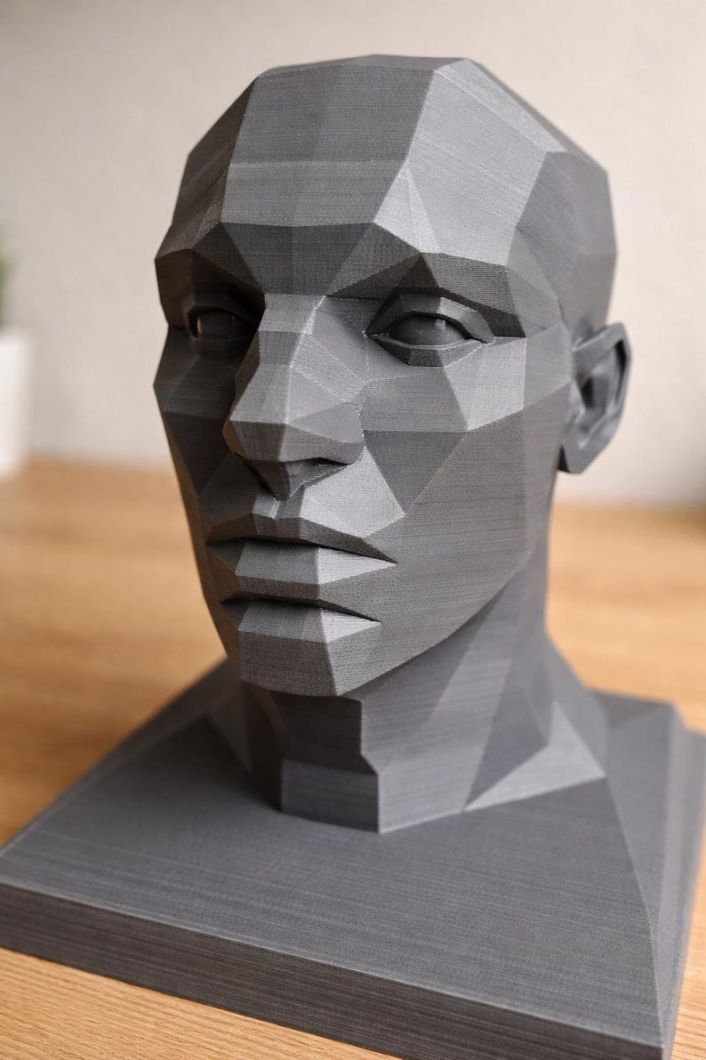 Low Poly Head STL | Geometric Human Bust 3D Print File | Modern ...