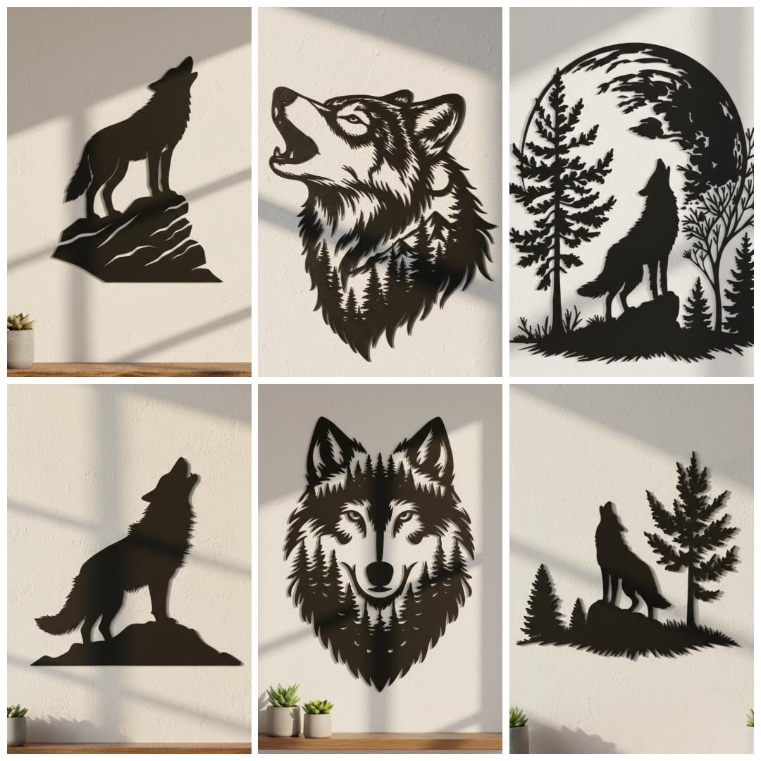 Howling Wolf STL Pack for 3D Printing | Wolf Wall Art & Nature Decor ...