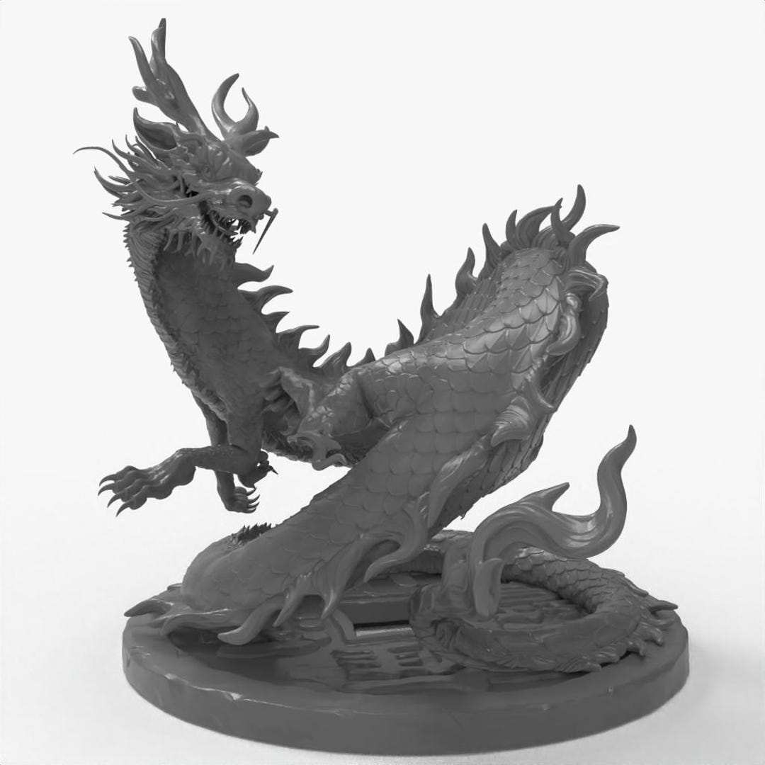 3D Chinese Dragon STL File | 3D Printable Mythical Dragon Sculpture ...