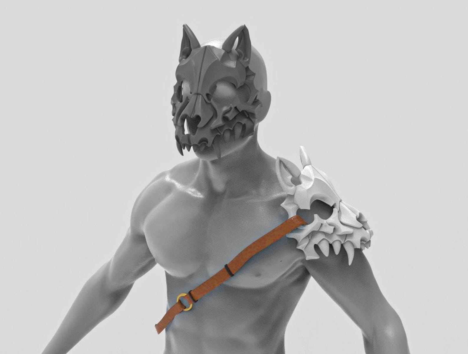 Dog Skull Mask STL & Shoulder Armor | 3D Printable Cosplay Mask File ...