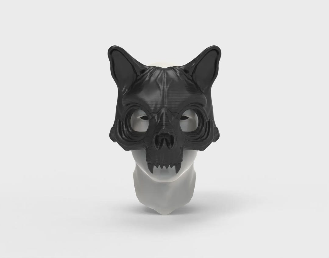 Cat Skull Mask STL File | 3D Printable Gothic Cat Mask | Animal Skull ...