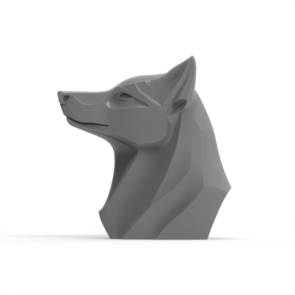 Geometric Wolf Head STL File | Low Poly Fox Bust | Modern 3D Print ...