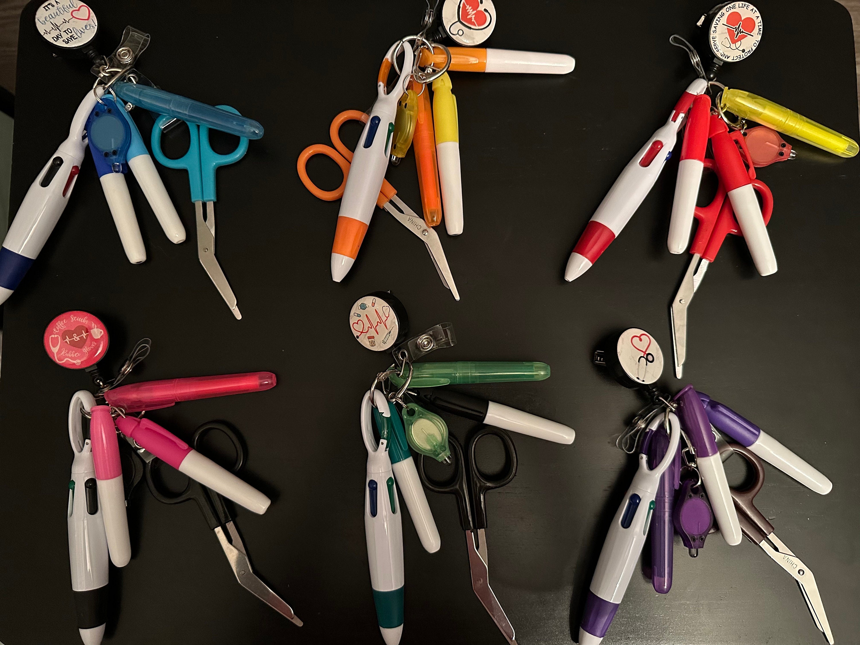 Badge Reel Keychains, Trauma Shears, Pen Light, Sharpie, Highlighter ...