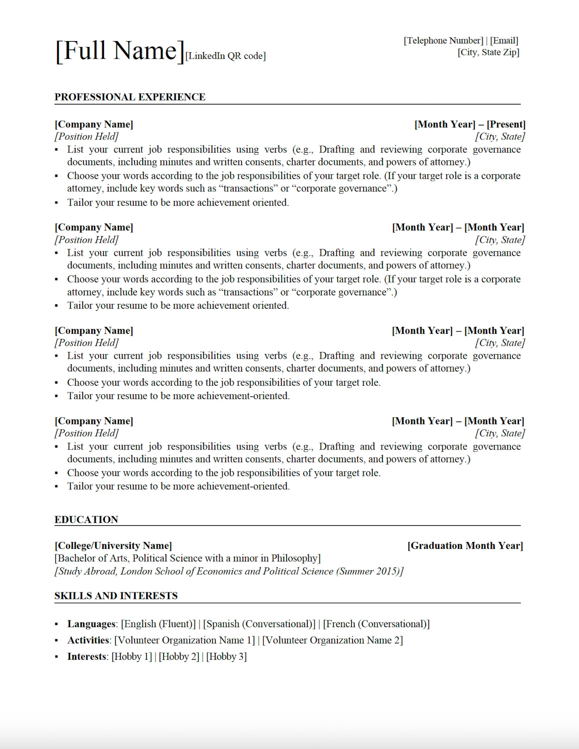 Big Law Legal Resume Template - Etsy Big Law Legal Resume Template - Etsy