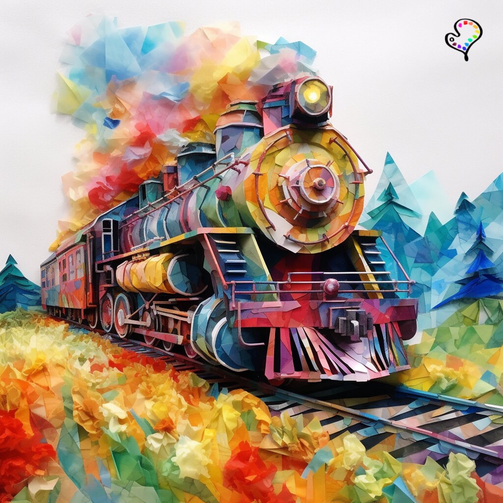 Watercolor Paper Art - Train - File for Download and Print Yourself - Etsy