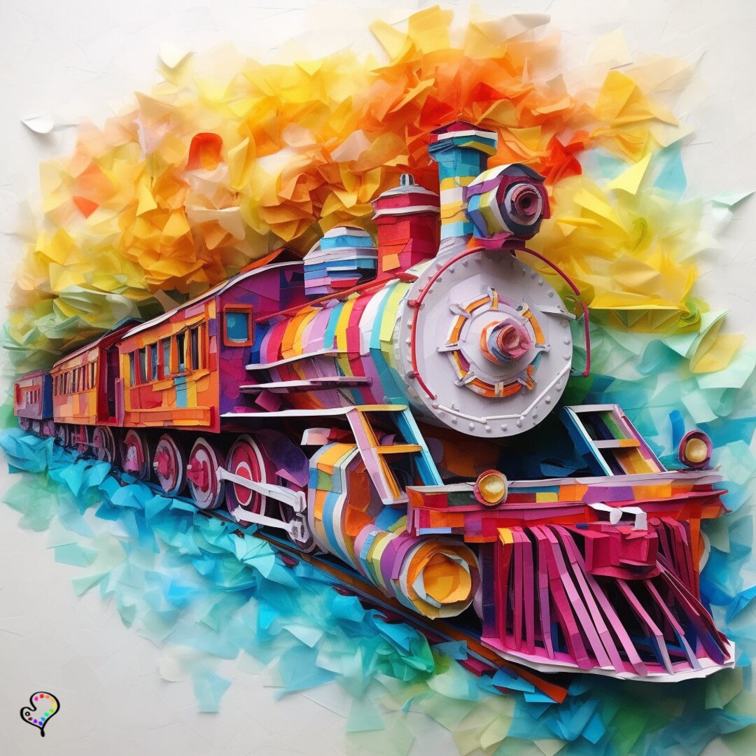 Watercolor Paper Art - Train - File for Download and Print Yourself - Etsy