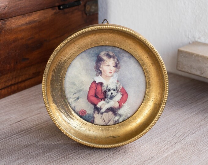 Round Gold Frame Vintage Wood Wall Picture Frame Gilded Wooden - Etsy
